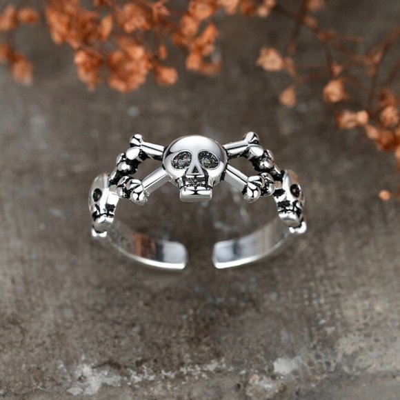 Jewelry | Minimalist 925 Sterling Silver Skull Ring Punk Ring Halloween ...